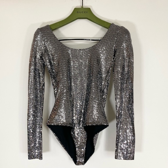 Gucci | Tops | Gucci Sequin Bodysuit Long Sleeves | Poshmark